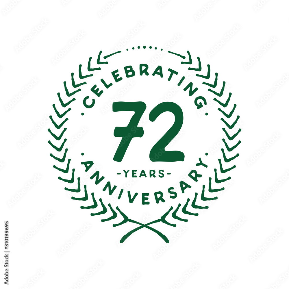 72 years design template. 72n logo. Vector and illustration. Stock ...