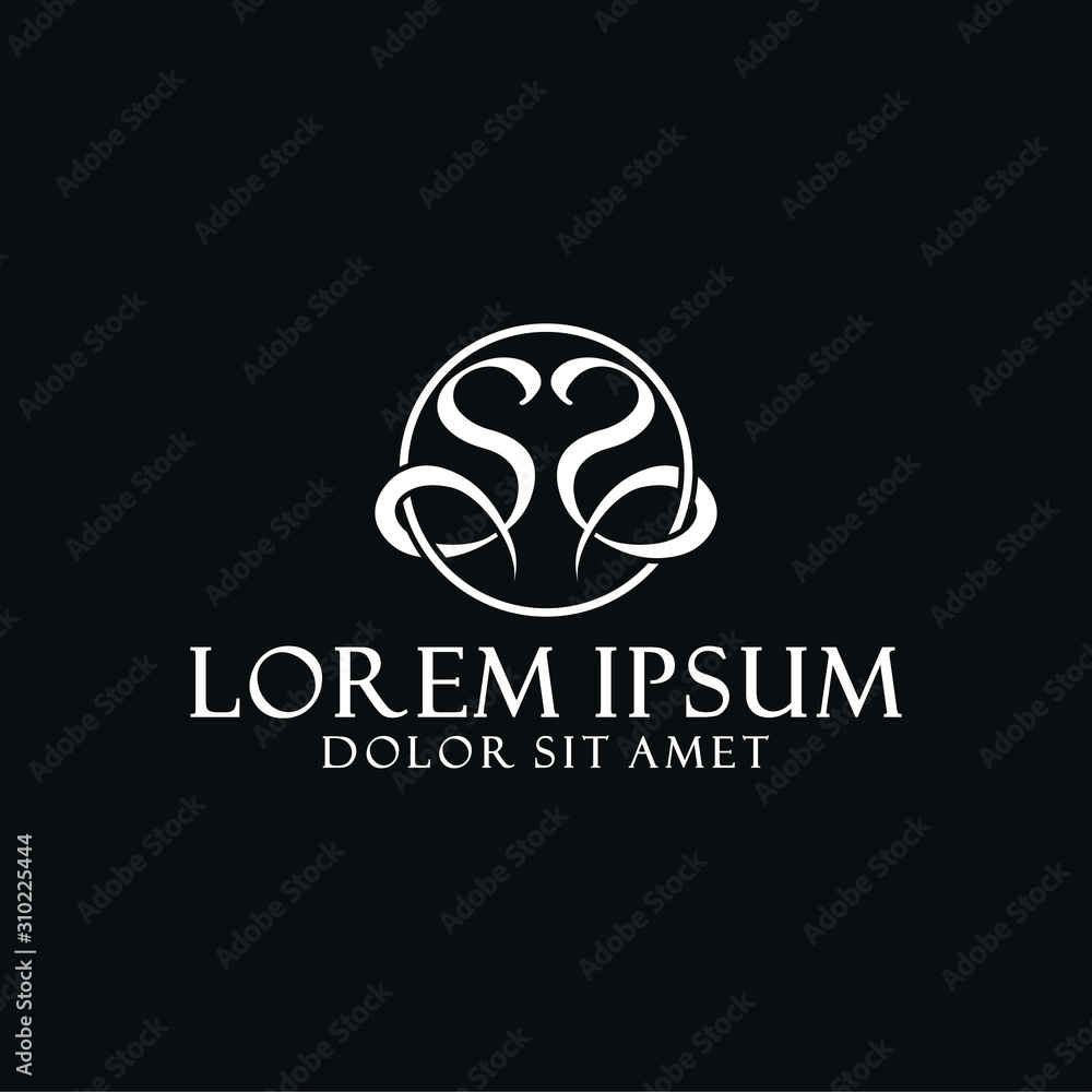 Initial letter SS logo template with circle vintage style illustration ...