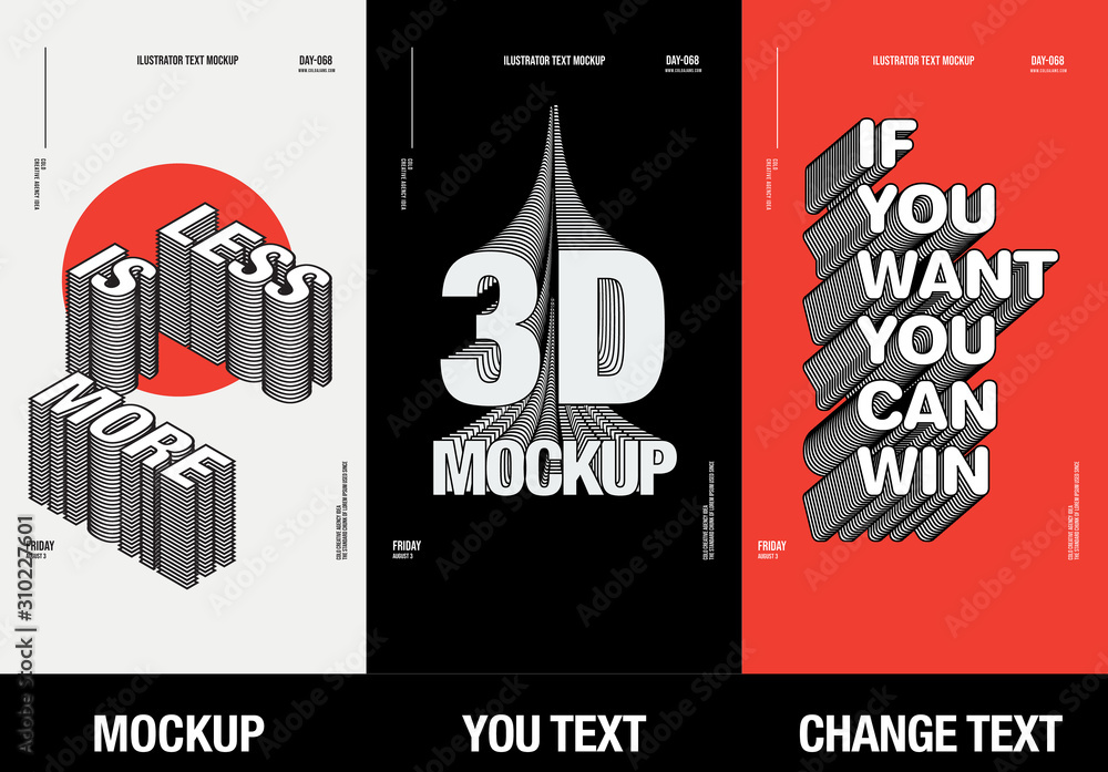 Modern poster design template 3D Text Effect Mockup /full editable text ...