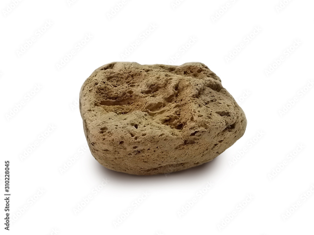 pumice rock isolated on white background. Pumice is an extrusive ...