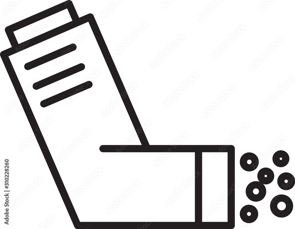 Black line Inhaler icon isolated on white background. Breather for ...