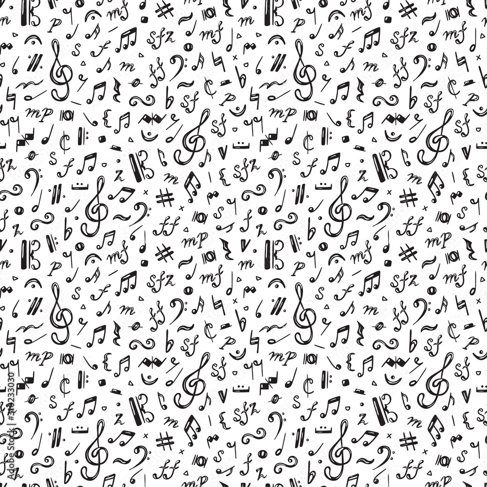 Vector Music background. Musical Notes Seamless Pattern Stock Vector ...