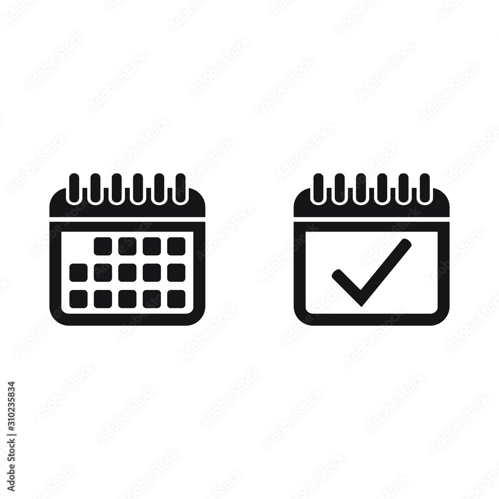 Calendar icon. Calendar on the wall. Calendar check mark icon vector ...