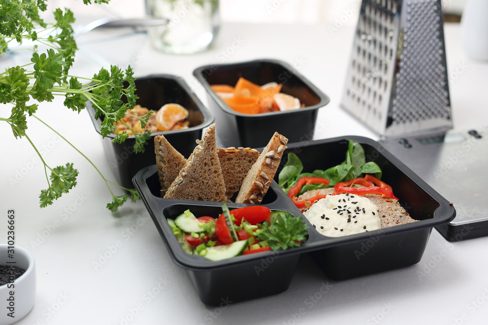 Lunch Takeaway, Box Diet With Appetizing Nutritious Dish In A Balanced ...