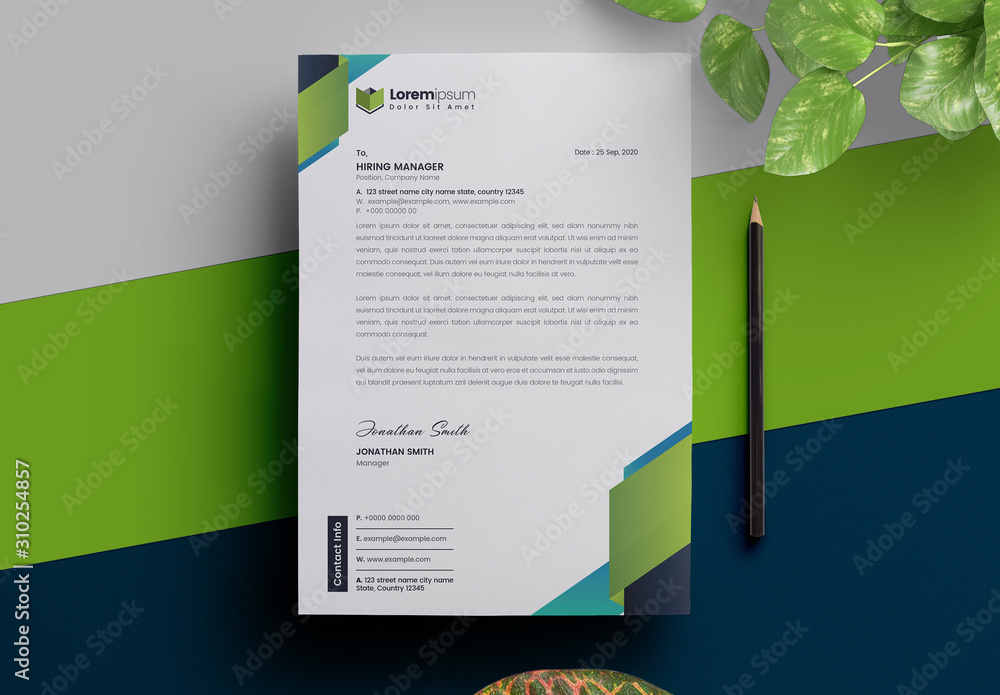 Green Letterhead Template Stock Template | Adobe Stock