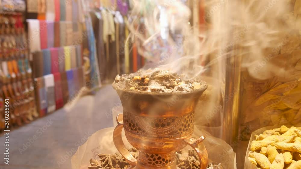 Oriental Incense Burn with Aromatic Smoke in Mabkhara on Deira's Spice ...