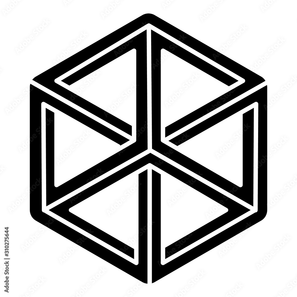 Optical illusion puzzle glyph icon. Paradox. Mental exercise. Challenge ...