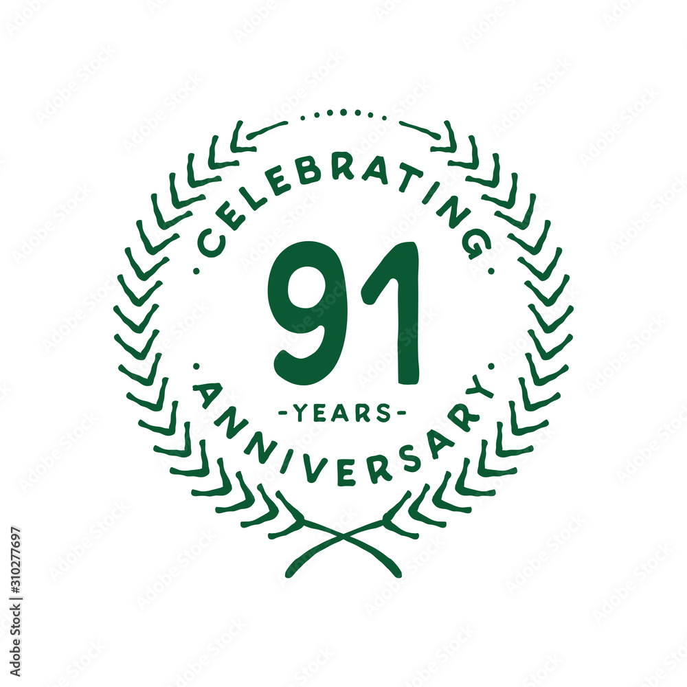91 years design template. 91st logo. Vector and illustration. Stock ...