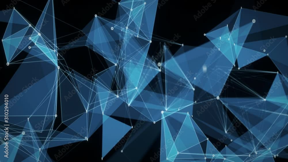 Abstract binary polygon plexus nodes connections network For visuals vj internet presentations ...