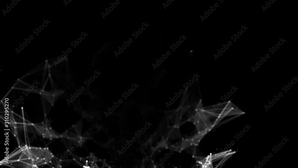 Flying through abstract polygon plexus nodes connections network For visuals vj internet ...