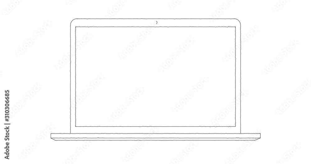 hand drawn animation of continuous line drawing of laptop computer with ...