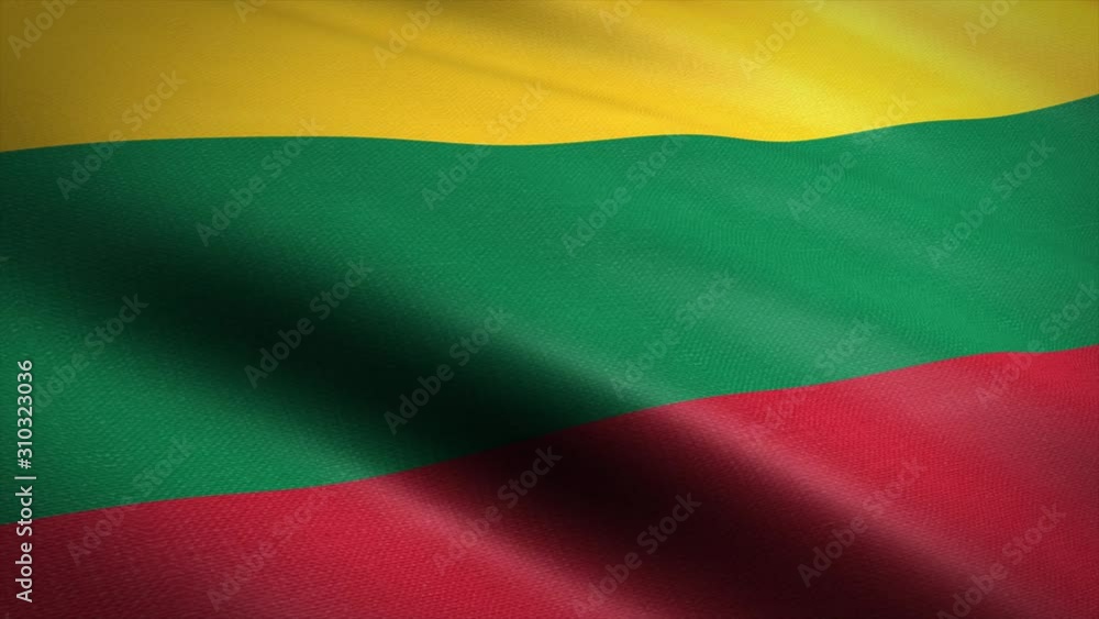 Flag of Lithuania waving flag with highly detailed fabric texture ...