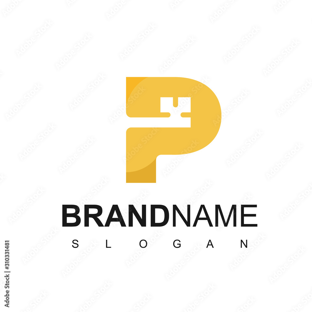 Letter P, Key Logo For Secure And Real Estate Company Stock Vector ...