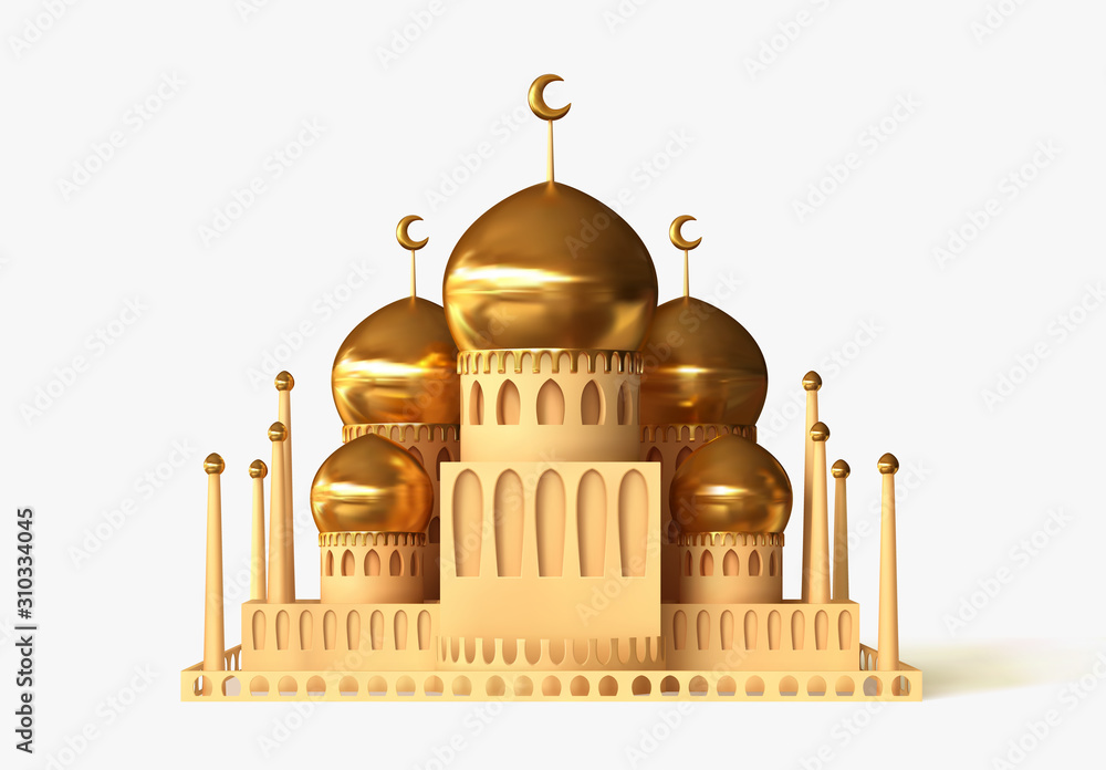 Mosque building realistic 3d design isolated with transparent ...