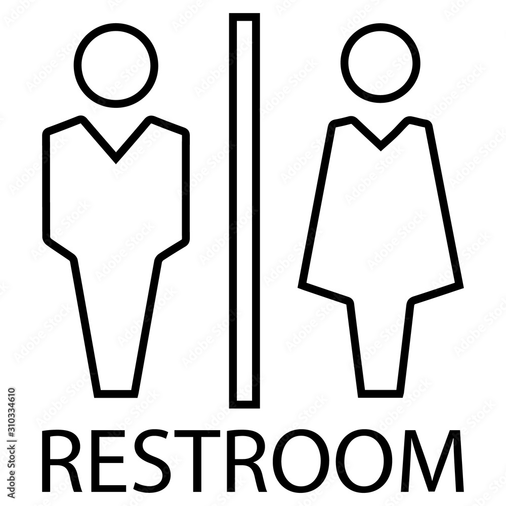 Vetor De Male Female Toilet Restroom Sign Logo Silhouette Stroke Man