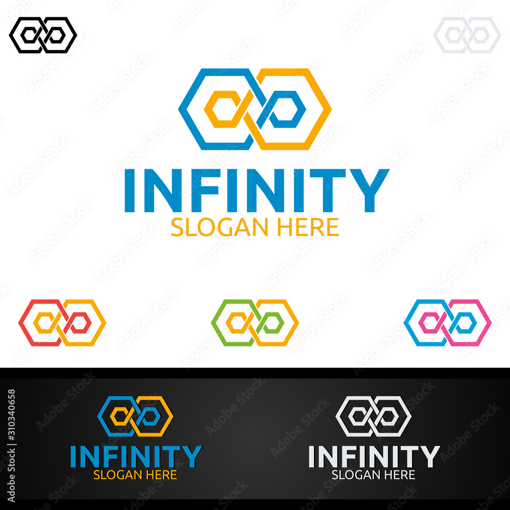 Infinity loop logo icon. Vector unlimited infinity, endless line shape ...