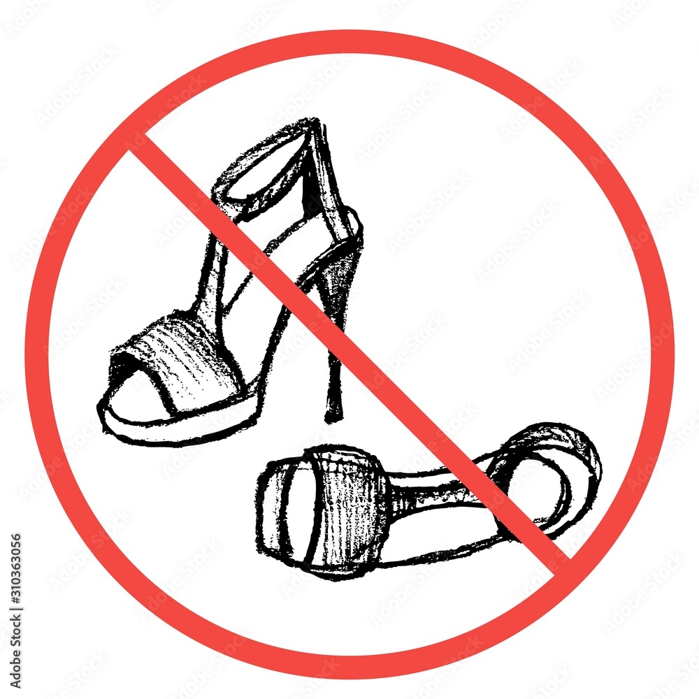 Crossed out woman shoes as a symbol of overconsumption Stock ...