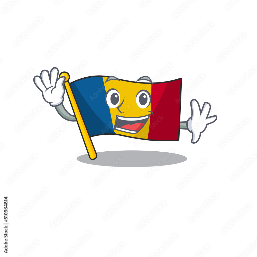 Waving cute smiley flag chad Scroll cartoon character design Stock ...