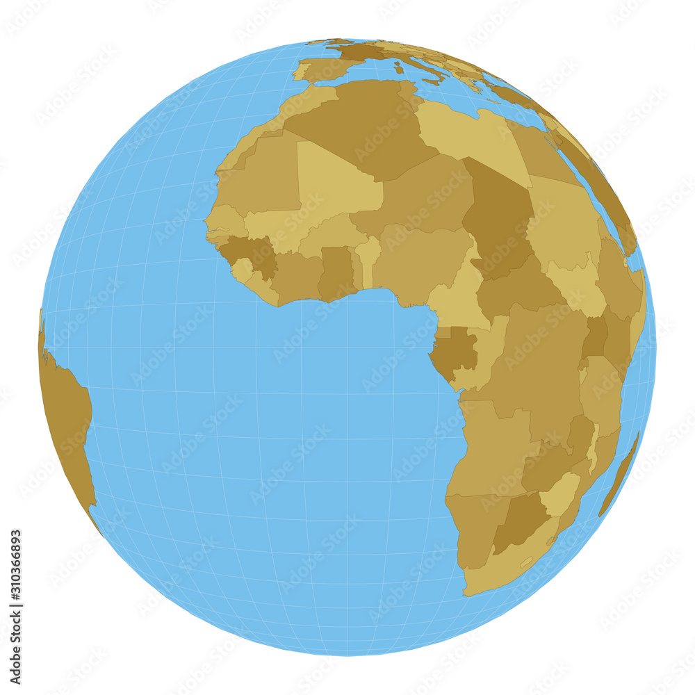World Map. Satellite (tilted perspective) projection. Map of the world ...