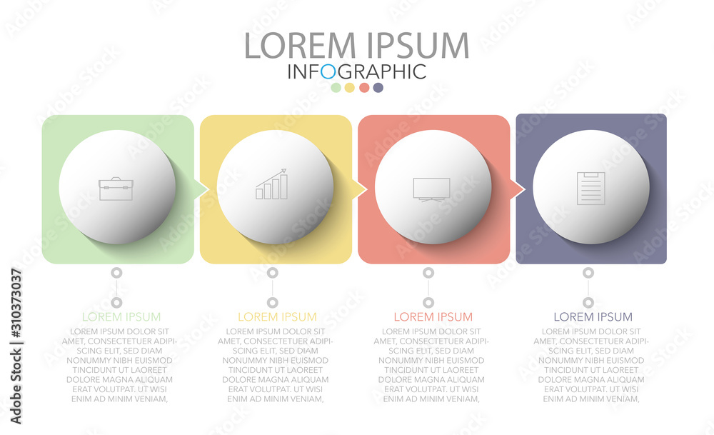 Vector Infographic label design template with icons and 4 options or ...