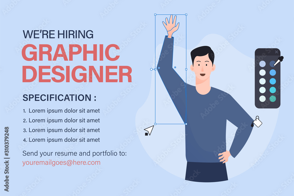 We are hiring graphic designer with people illustration Stock Vector ...