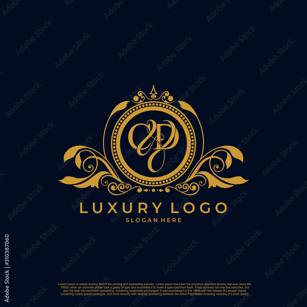 Logo Initial letter CD luxury vector mark, gold color elegant classical ...