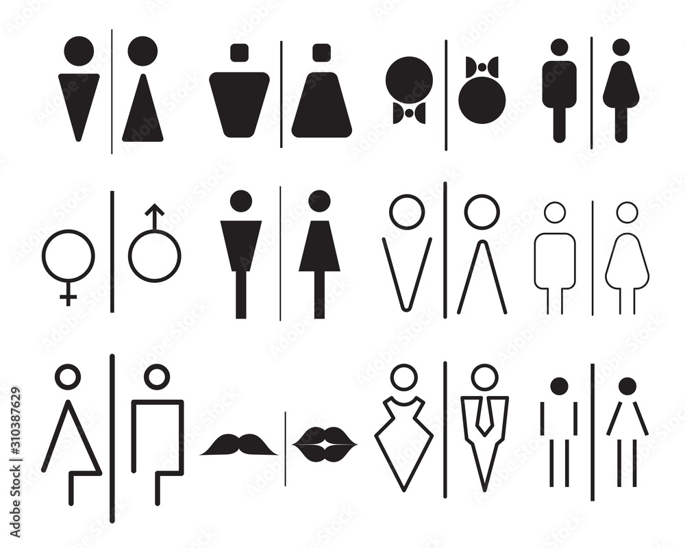 WC icon set. Toilet sign collection for public navigation ... WC icon set. Toilet sign collection for public navigation ...