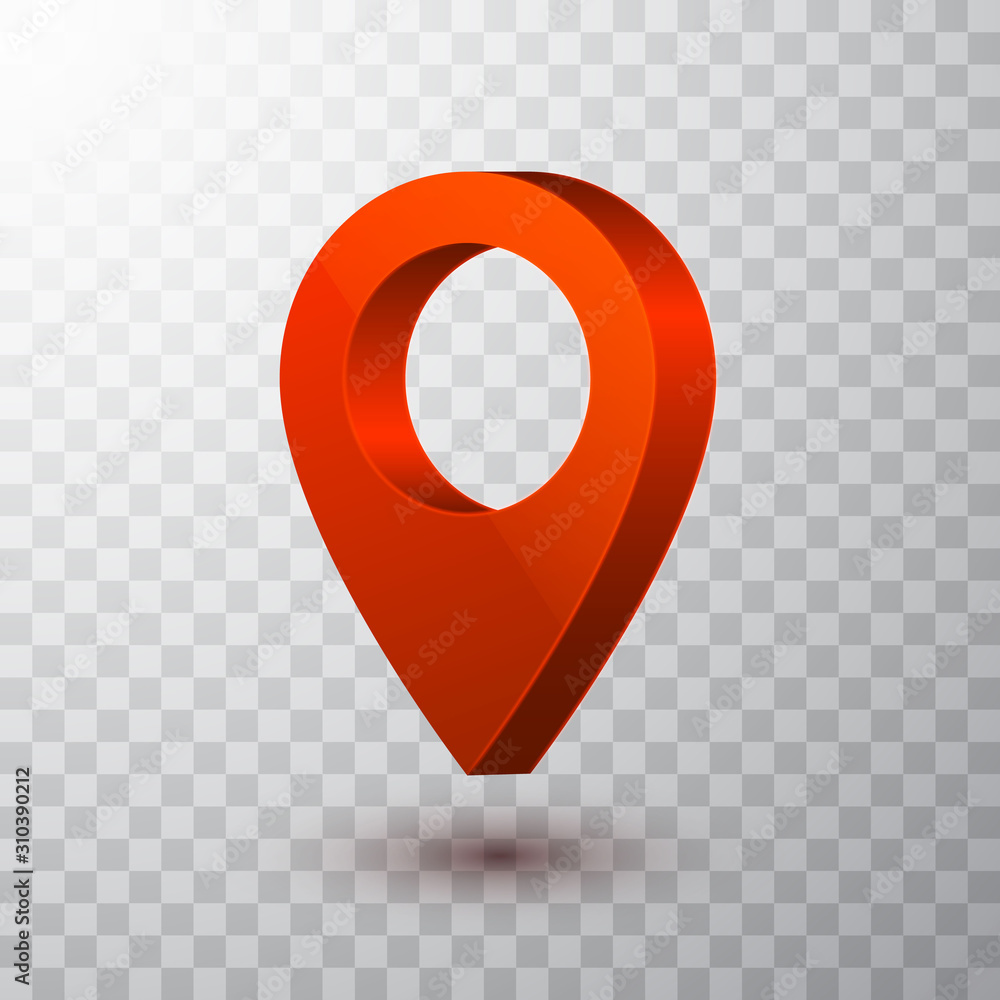 3d map pointer. Red navigator symbol isolated on transparent background ...