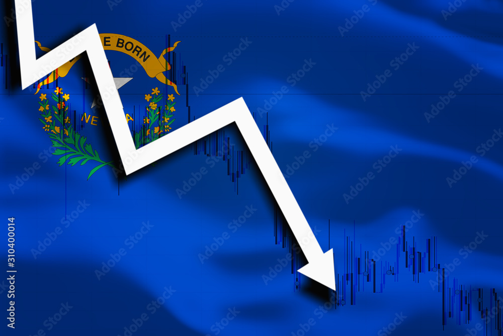 Nevada US State background with waving flag white arrow and stocks ...
