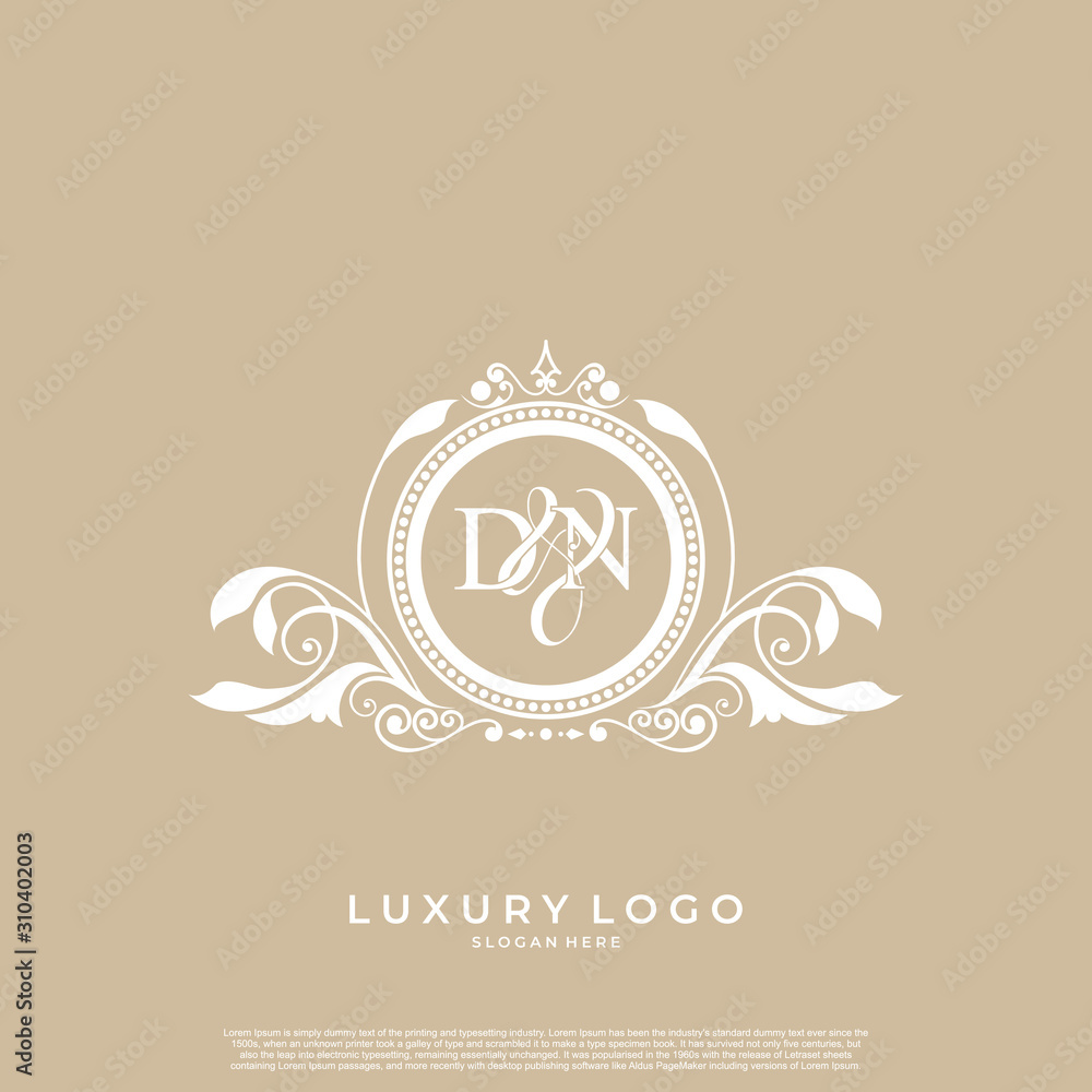 Logo Initial letter DN luxury vector mark, gold color elegant classical ...