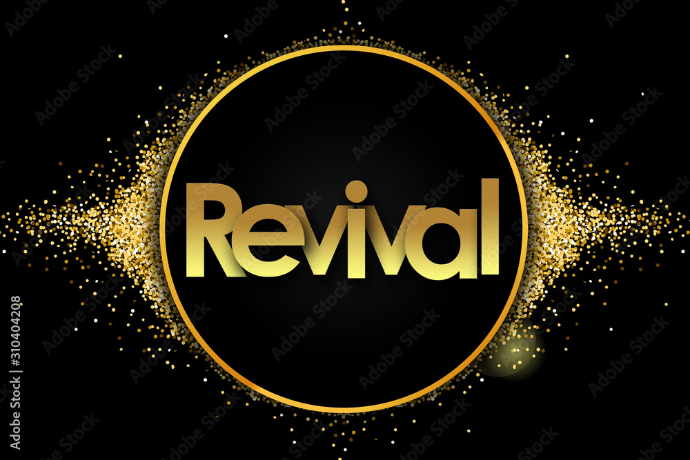 revival in golden circle stars and black background Stock Photo | Adobe ...