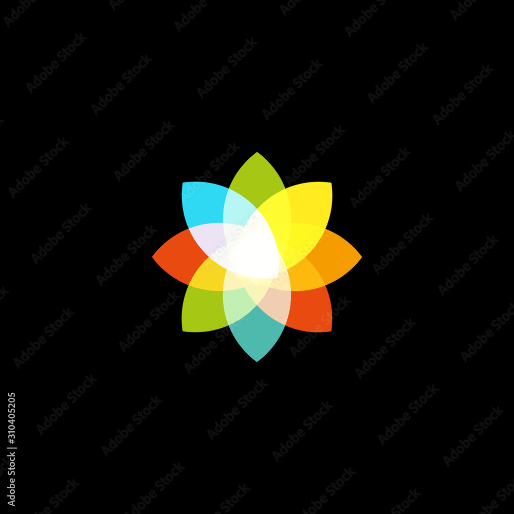 Isolated abstract star colorful logo. Color flower logo. Lotus vector ...