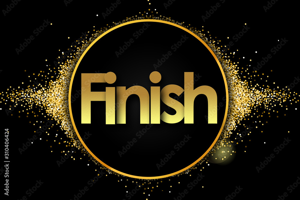 Finish in golden circle stars and black background Stock Photo | Adobe ...