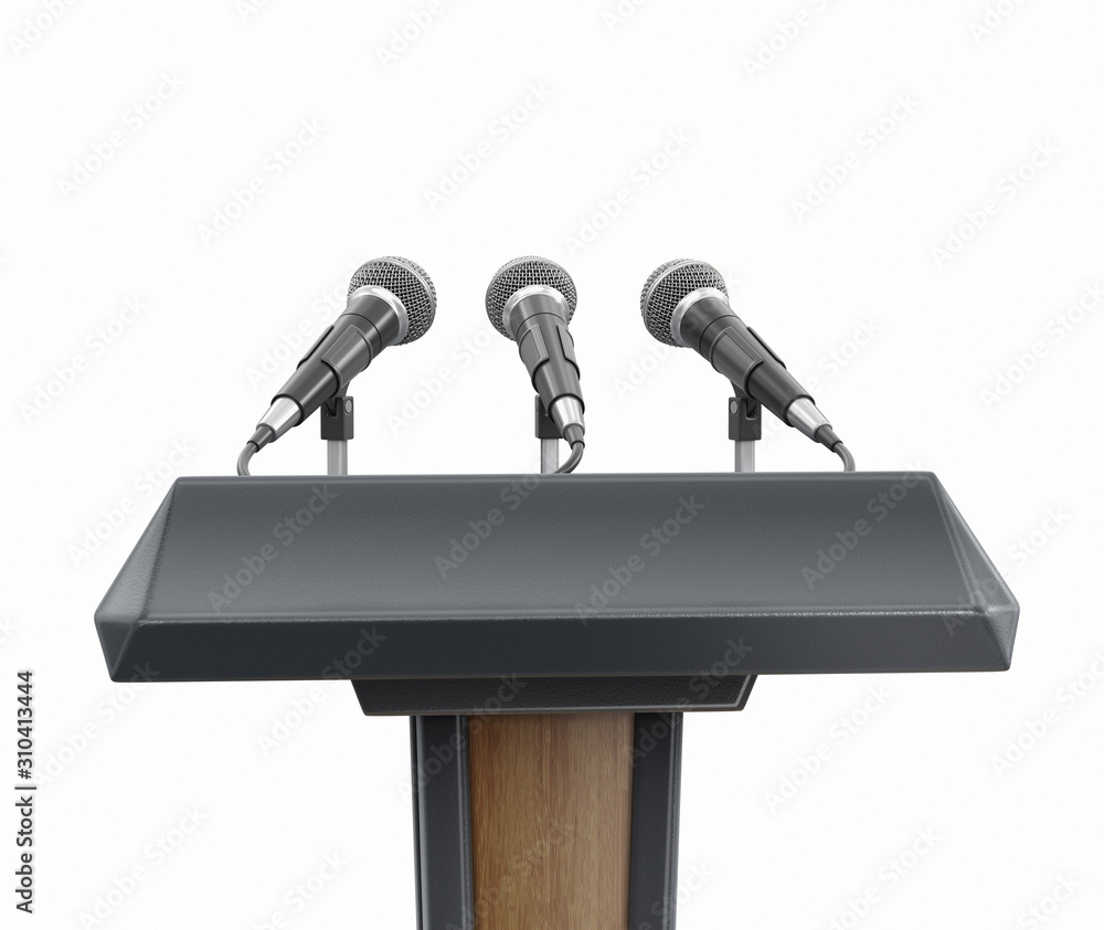 Podium lectern with microphones ilustração do Stock | Adobe Stock