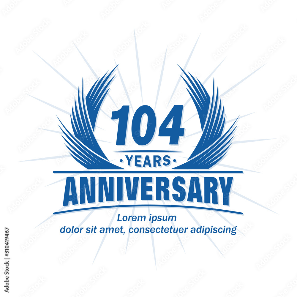 104 years logo design template. 104th anniversary vector and ...