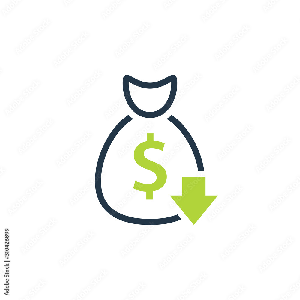 Reduce costs icon. Clipart image isolated on white background Stock ...