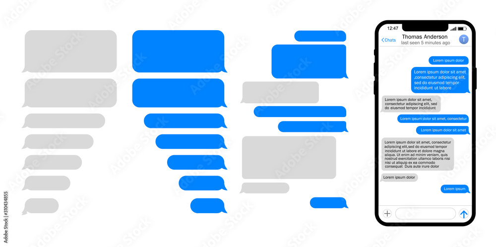 Realistic concept of mobile application, message. The layout in the ...