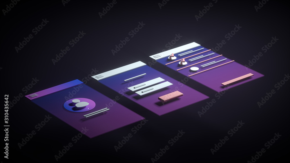 UX UI Flowchart. 3D Ilustration Mobile User Design Concept. Application ...