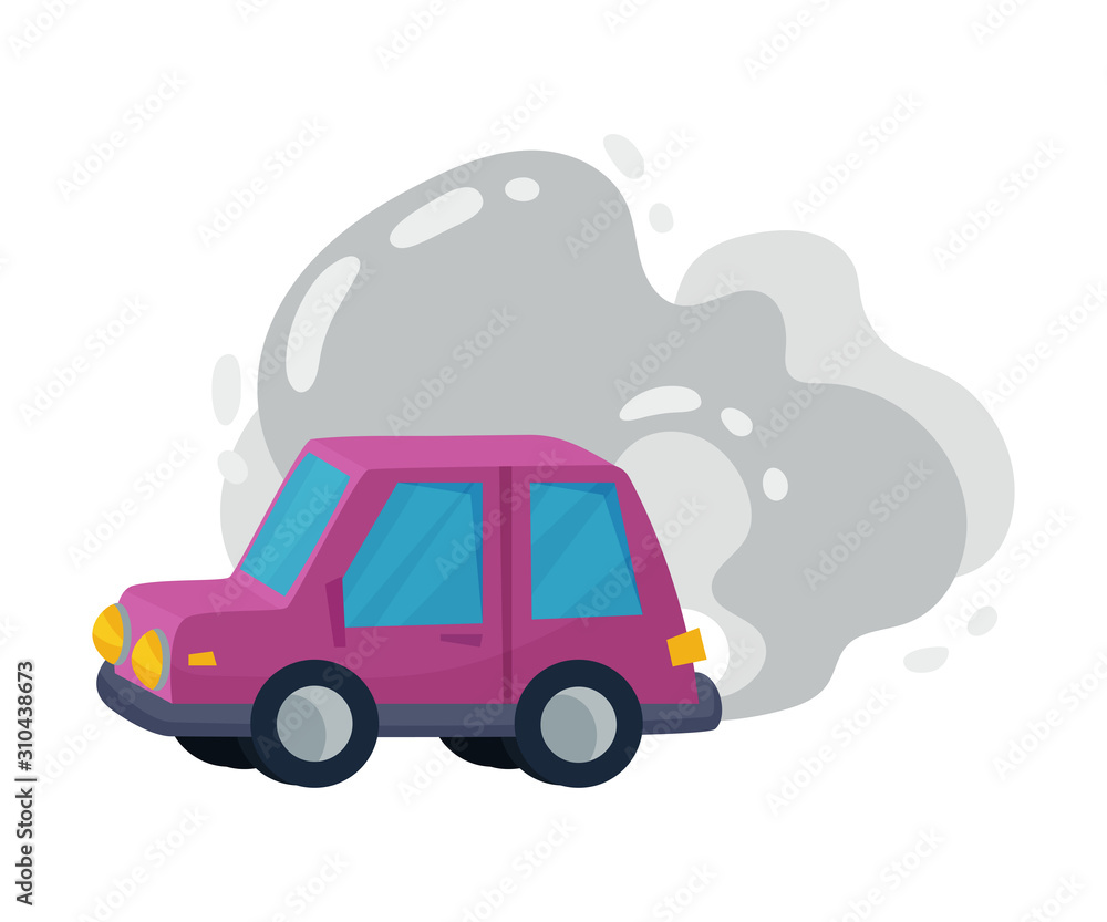 Cartoon Car Riding and Throwing Out Smoke Vector Illustration Stock ...