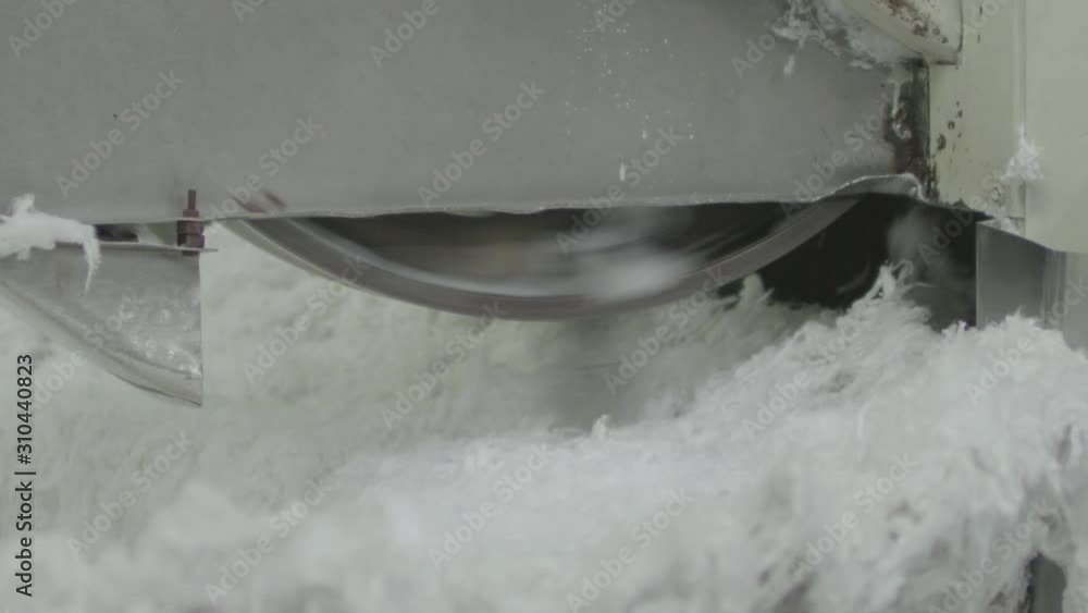 Combing machine of cotton in slow motion, falling cotton balls Stock ...