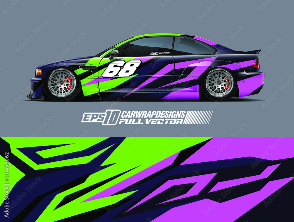 Racing car wrap design vector. Graphic abstract stripe racing ...