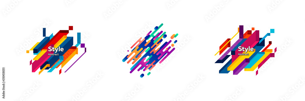 Set of abstract form dynamic compositions. Design template for logo ...