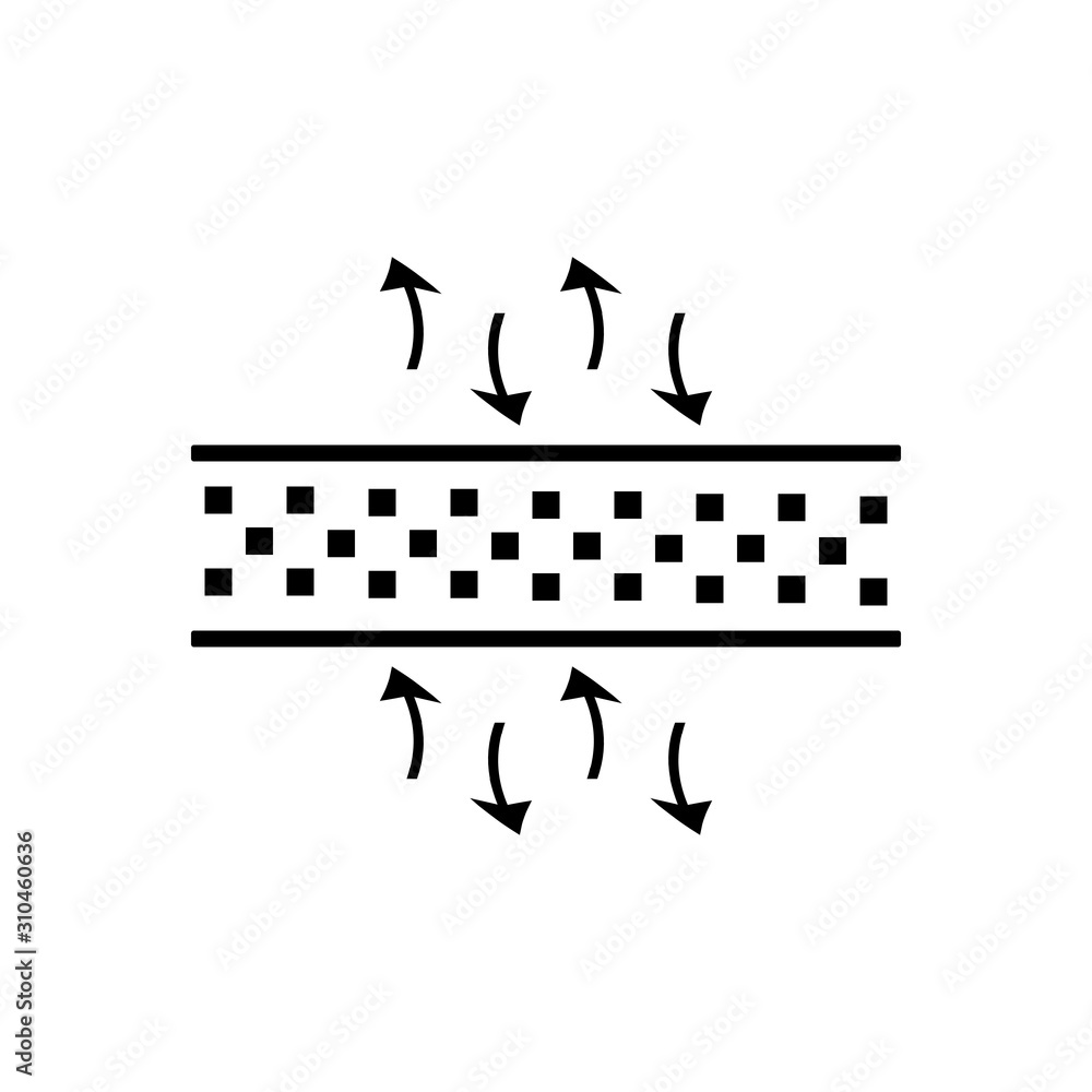 Breathable black icon. Element of row material icon for website design ...
