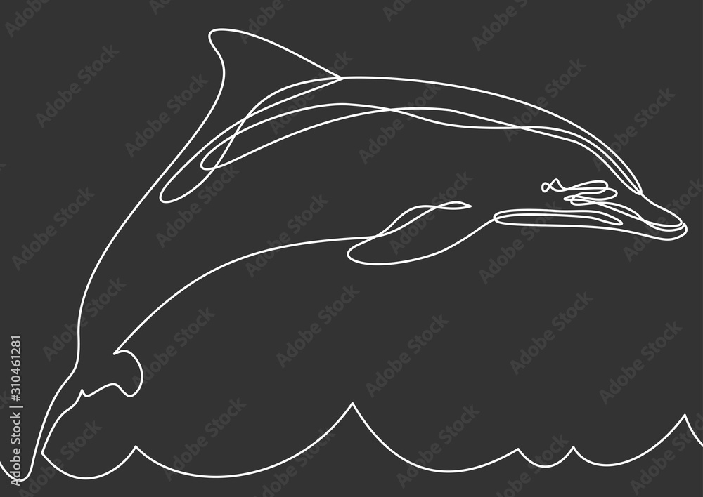Line style dolphin illustration- continuous line drawing Stock Vector ...