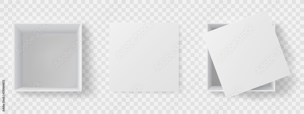 White box mock up model 3D top view with shadows. Box package template ...