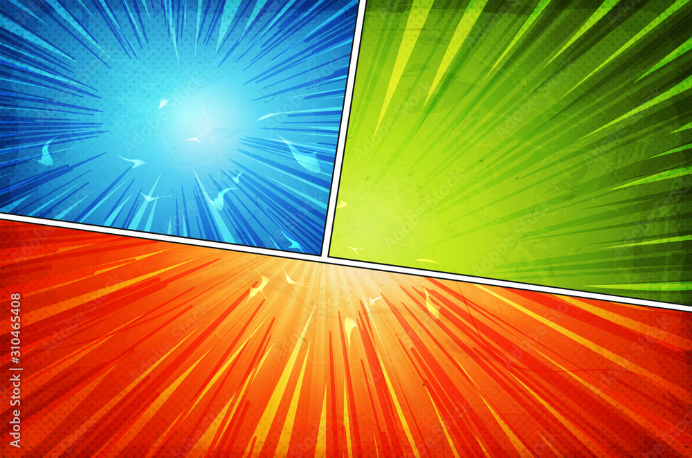 Comic Book Action Layout Background With Power Fx/ Illustration of a ...