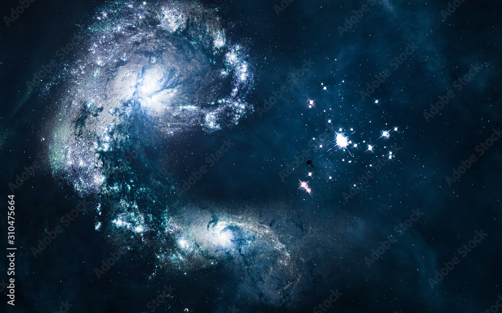 Star cluster, colliding galaxies somewhere in deep space. Science ...