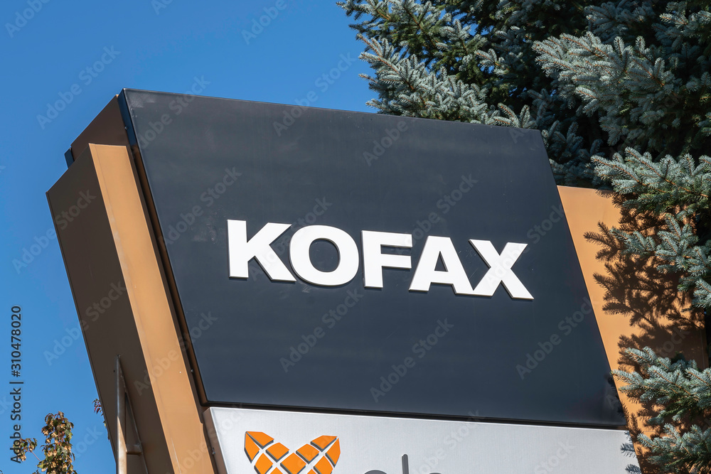 Kofax sign Waterloo, Ontario, Canada on September 30, 2019. Kofax Inc ...