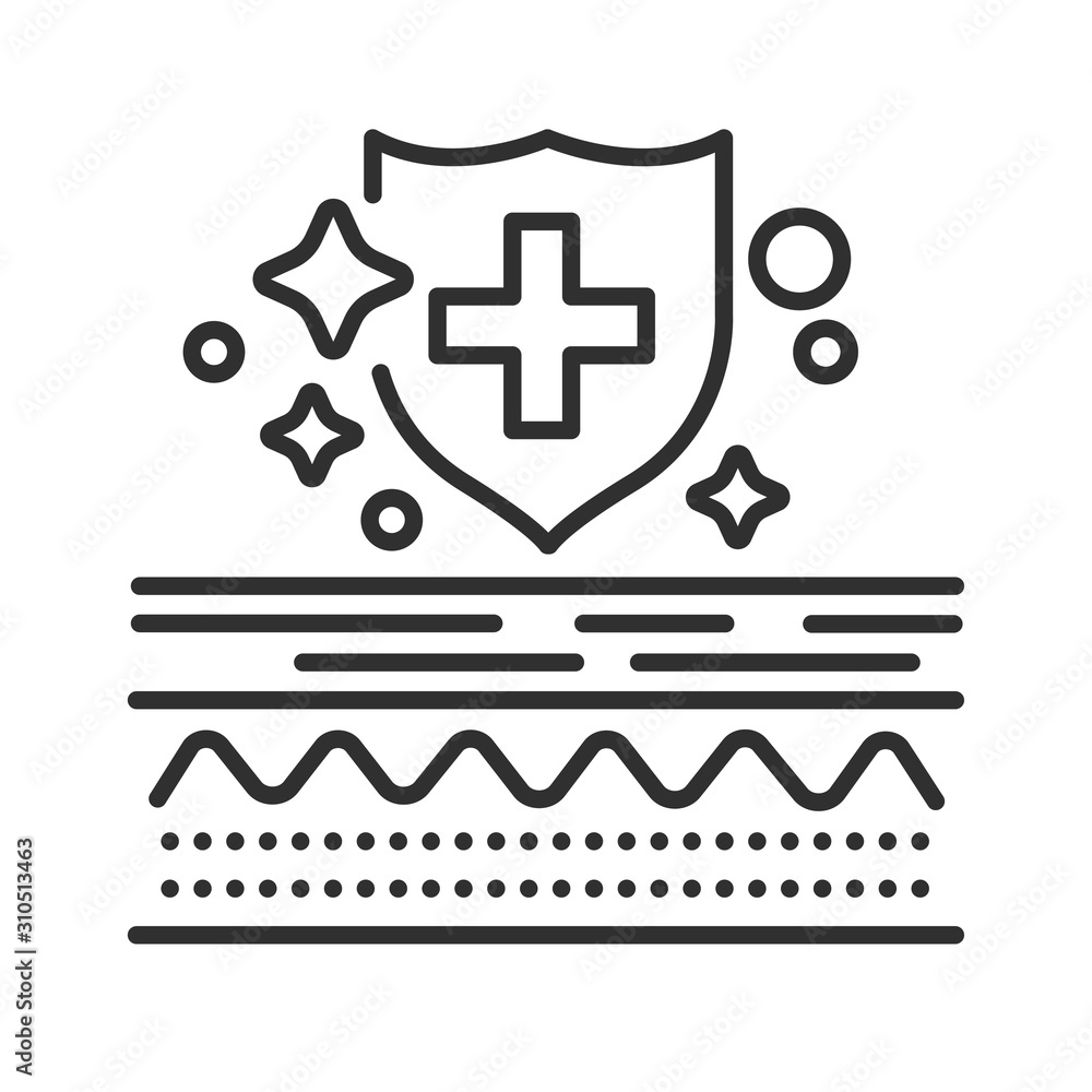 Healthy skin line black icon. Protection and medical support. Skin care ...