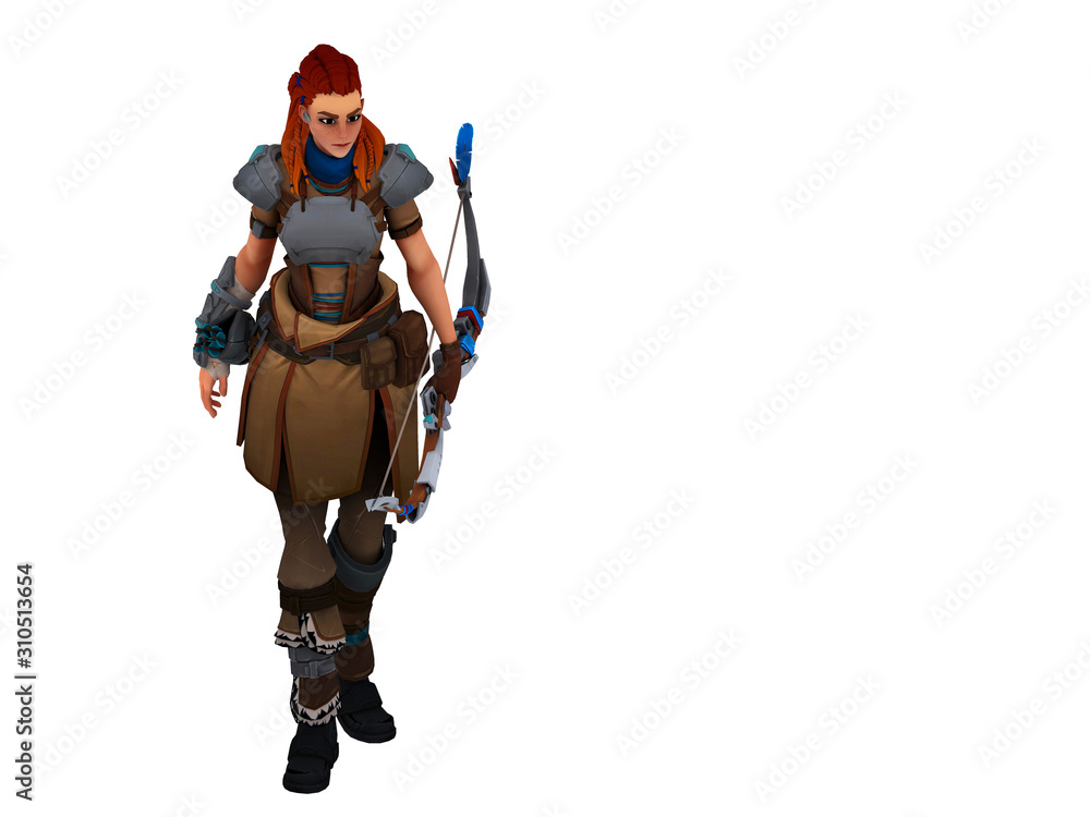 3d render game character girl Stock Illustration | Adobe Stock